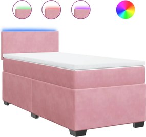 Box spring postel s matrací růžová 80 x 200 cm samet 3288461
