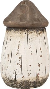 Bílo-hnědá přírodní dřevěná dekorace domek Nauticco - Ø 11*17 cm