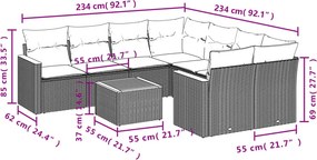 9dílná zahradní sedací souprava s poduškami černá polyratan 3258226