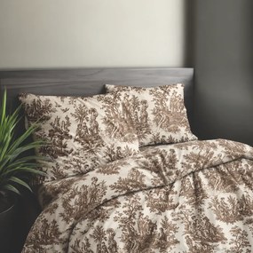 Ervi FLANELOVÉ bavlněné povlečení - Toile de Jouy Caramel, různé rozměry