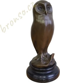 Art Deco bronzová socha sovy na mramorovém podstavci – signovaná, číslovaná sběratelská dekorace
