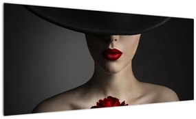 Moderní obraz - žena s růží (100x40cm)