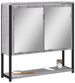 Koupelnová skříňka se zrcadlem šedá sonoma 60x16x60 cm kompozit - Default Title