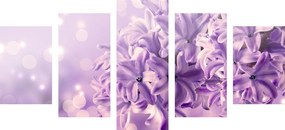 5-dílný obraz fialový květ šeříku - 200x100 cm