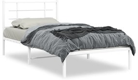 Kovový rám postele s čelem bílý 100 x 200 cm