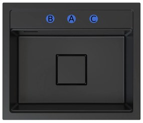 Gamma Quadro 5850, 1-komorový granitový dřez 580x495x220 mm, šedá, GMA-ZLE000233