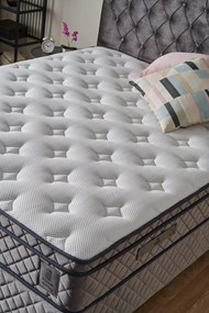 Čalouněná postel DELUXE s matrací - šedá 90 × 200 cm