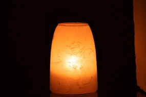 Růžový mramorovaný skleněný svícen - Ø 15 * 22 cm