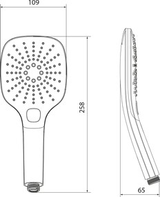 Sapho ruční masážní sprcha s tlačítkem 3 režimy 109 x 109 mm plast černá mat 1204-52B
