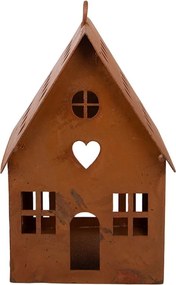 Rezavý svícen ve tvaru domku Rustic Charm - 12*12*20 cm