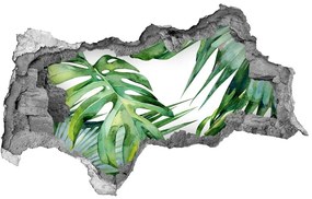 Wallmuralia Nálepka 3D díra na zeď Tropické listí 95x73 cm