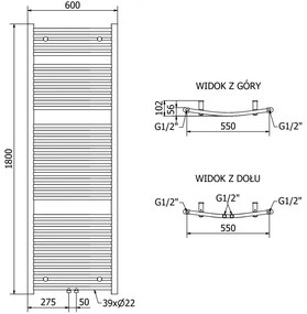 Mexen Ares, elektrické topné těleso 1800 x 600 mm, 900 W, antracitová, W102-1800-600-2900-66