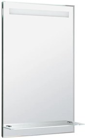 Aqualine LED podsvícené zrcadlo 50x80cm, skleněná polička, kolíbkový vypínač - ATH52