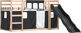 Patrová postel se skluzavkou a závěsy bílá a černá 80 x 200 cm 3284116