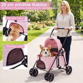 Costway Psí kočárek Skládací psí kočárek s 180° nastavitelnou sluneční stříškou