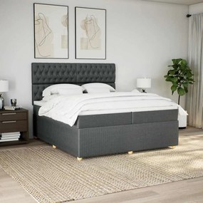 Box spring postel s matrací tmavě šedá 200x200 cm textil 3294471