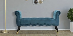 Lavice Paris 120 cm samet tyrkysová/zlatá