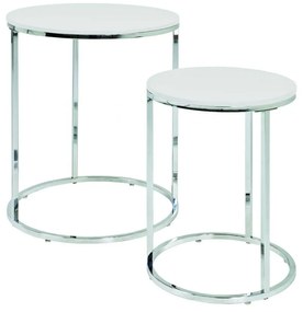 Mørtens furniture Konferenční stolky Enzo, sada 2 kusů, 40 / 50 cm, bílá / chrom