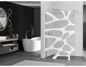 Mexen Kioto, sprchová zástěna Walk-In 110 x 200 cm, 8mm čiré sklo bílý vzor, ​​broušená ocel profil, 800-110-101-97-97