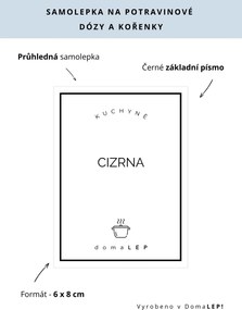 CIZRNA – průhledná samolepka na dózu, základní písmo, 6 × 8 cm | DomaLEP