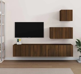 vidaXL 4dílný set TV skříněk kompozitní dřevo [3114645] Barva: hnědý dub