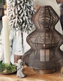 Bronzový antik kovový svícen vánoční stromek Tree - Ø 25*35 cm