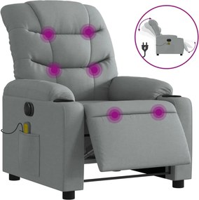 Elektrické masážní polohovací křeslo světle šedé textil 3206636