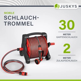Juskys Přenosný hadicový naviják Basic s hadicí 30 m Barva: modrá / šedá