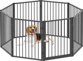PawHut Psí Park Ohrady pro psy 8 panelů 60x76 cm pro malé a střední plemena, ocelový korál pro interiér i exteriér, černý | Aosom