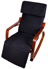 modernHOME Houpací křeslo chaise lounge, lískový ořech/černá TXRC-03 WALNUT
