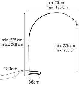 Moderní oblouková lampa černá s bílým nastavitelným bez stínidla - XXL