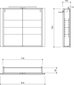 Sapho Sapho, GRETA galerka s LED osvětlením, 81x70x14cm, bílá mat, GR080-0031
