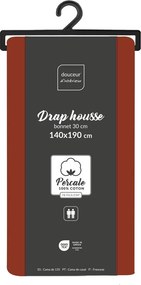 Napínací prostěradlo z bavlněného perkálu v cihlové barvě 140x190 cm Percaline – douceur d'intérieur