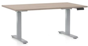 Výškově nastavitelný stůl OfficeTech D, 120 x 80 cm, šedá podnož, dub