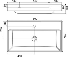 Ravak Natural 800 80 x 45 cm XJO01280000 umyvadlo bez přepadu s otvorem