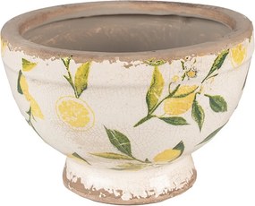 Béžový keramický obal na květináč s citróny Lemonio S - Ø17*11 cm