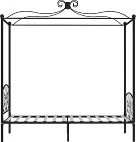 Rám postele s nebesy černý kovový 100 x 200 cm 284475