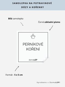 Samolepka na kořenky PERNÍKOVÉ KOŘENÍ bílá 5 × 5 cm základní písmo