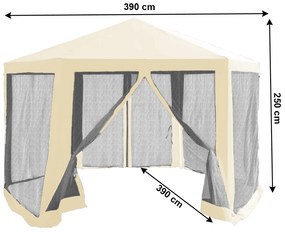 Kondela Stanový altán do zahrady, 3,9x2,5x3,9m, béžová / černá, RINGE TYP 2 + 6 bočních stran