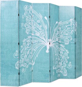 Skládací paraván 228 x 170 cm motýl modrý 245888