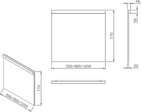 Ravak Zrcadlo Natural 1200 bílá
 1200 x 50 x 770 X000001058