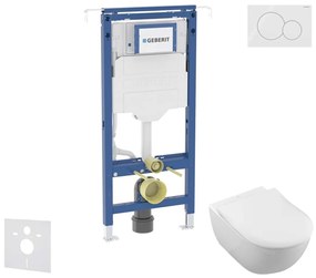 Geberit Duofix - Set předstěnové instalace, klozetu a sedátka Villeroy Boch, tlačítka Sigma01, DirectFlush, SoftClose, CeramicPlus, lesklý chrom SANI11CK1100
