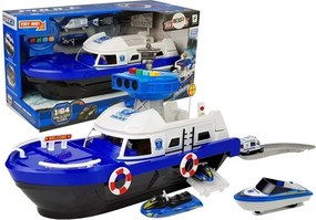 LEAN Toys Přepravní policejní loď s autíčky, se zvukem a světly