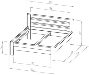 Massivo.cz Dubová postel Dublin Supra 180x200 cm, dub, masiv