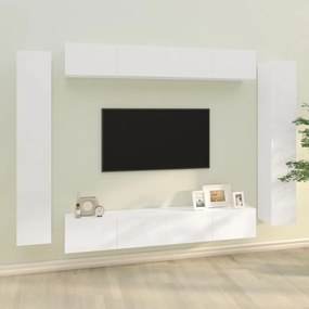 8dílný set TV skříněk bílý s vysokým leskem kompozitní dřevo
