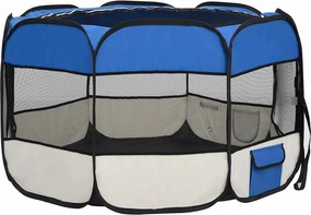 Skládací ohrádka pro psy s taškou modrá 110 x 110 x 58 cm 171014
