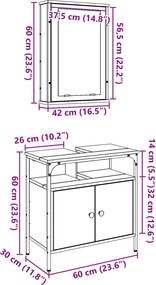 Sada koupelnového nábytku 2 ks Hnědá 60 x 30 x 60 cm 3332524
