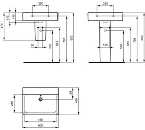 Ideal Standard Connect Umyvadlo 60x17,5x46 cm, bílá Ideal plus E8101MA