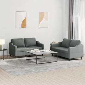 2dílná sedací souprava s poduškami tmavě šedá textil 3201803
