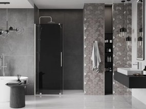 Mexen Velar, posuvné sprchové dveře do otvoru 150 cm, 8mm šedé sklo, broušená ocel, 871-150-000-41-97